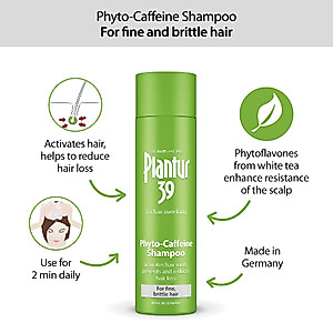 Plantur 39 Natural Phyto Caffeine Shampoo for Thinning Hair for Women, Volumizing Shampoo for Natural Hair Growth for Fine and Thinning Hair, Niacin, Caffeine, Zinc, White Tea Extract, 8.45 floz