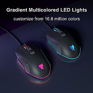 Tmd Touch Redimp Wired Gaming Mouse for PS4, Xbox One, PC Computer & Laptop , Games & Work, Side Buttons & LED Backlit Lights - Black, GM300