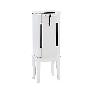 Powell Furniture Jewelry Armoire, White, 13"x 9.375"x 35.5"