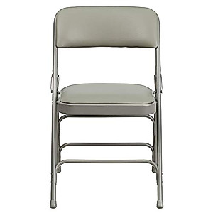 Flash Furniture HERCULES Series Curved Triple Braced & Double Hinged Gray Vinyl Metal Folding Chair
