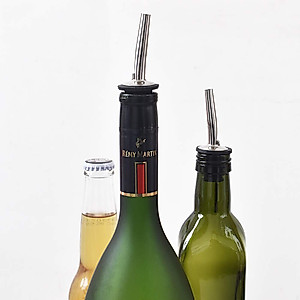 Newk Stainless Steel Pourers, 12 Pack Classic Bottle Pourers Tapered Spout with Rubber Caps, Suitable for Pours Liquor, Vinegar, Syrup or Olive Oils(12 Bottle Pourers+12 Dust Covers)