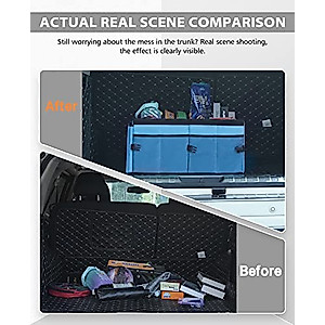 MIKKUPPA Car Trunk Organizer - Collapsible Trunk Organizer for Car Sturdy Trunk Storage Organizers Car Trunk Organizer with Lid, for SUV Truck Van with Adjustable Straps and Non Slip Bottom (Blue)