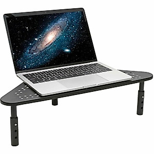 Tripp Lite Computer Monitor Stand, Corner Desk Monitor Stand for L Shaped Desk, Adjustable Height, 12 x 20 in., Metal, Black (MR1220M)