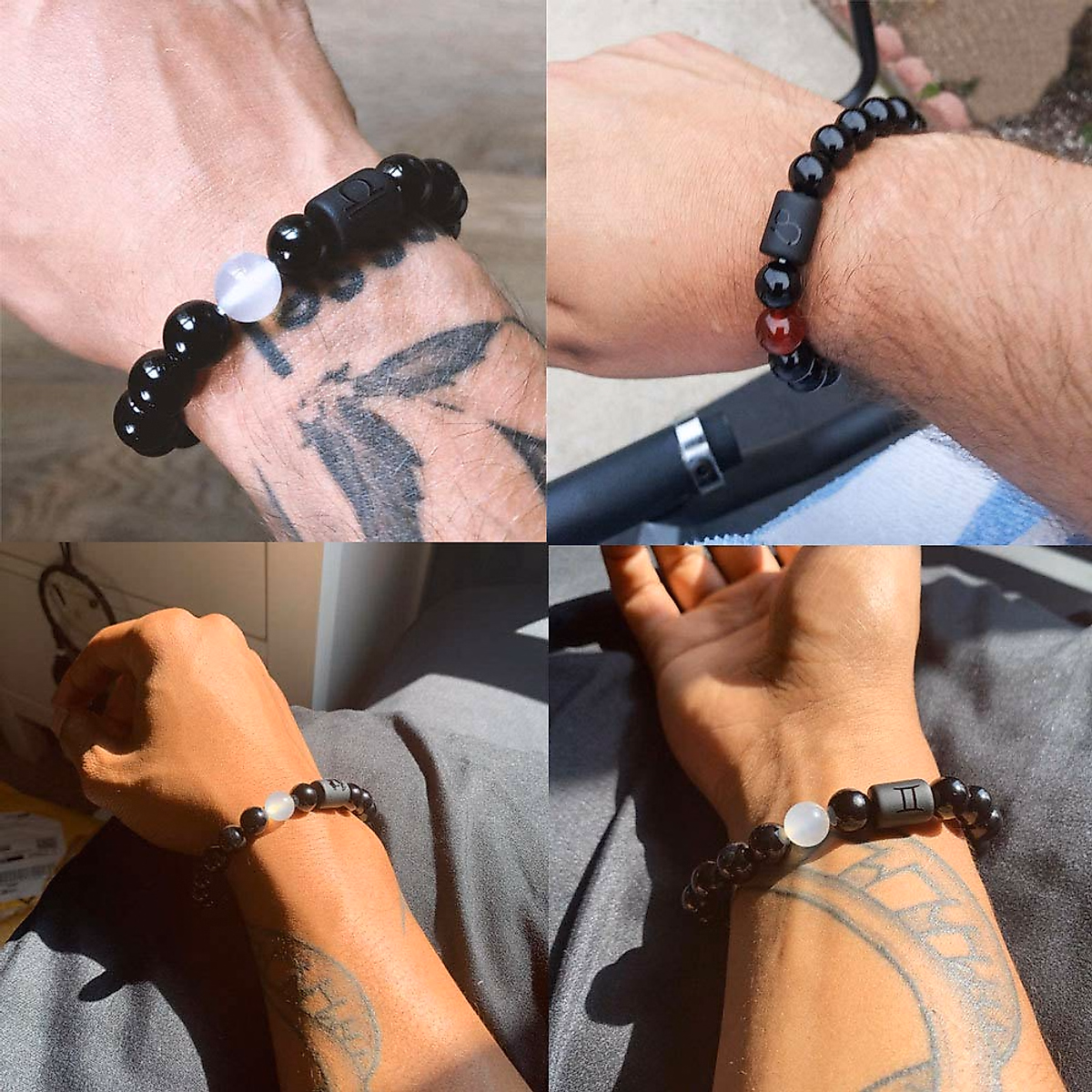 CSIYANJRY99 Zodiac Taurus Bracelets for Men Women,Taurus Zodiac Sign,8mm Natural Black Onyx Stone Hematite Obsidian Tiger Eye Beads Bracelet Set 12 Constellation Horoscope Bracelet