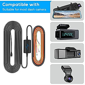 Type C Dash Cam Hardwire Kit for Arifayz Dual Dash Cam Q4 Front and Rear, Hardwire Kit Fuse for Dash Camera with Fuse Taps and Installation Tools, Low Voltage Protection for Dash Cam 11.5ft