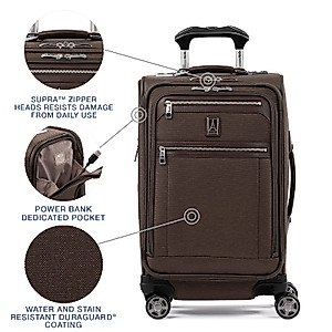 Travelpro Platinum Elite Softside Expandable Carry on Luggage, 8 Wheel Spinner Suitcase, USB Port, Suiter, Men and Women, Rich Espresso Brown, Carry On 21-Inch