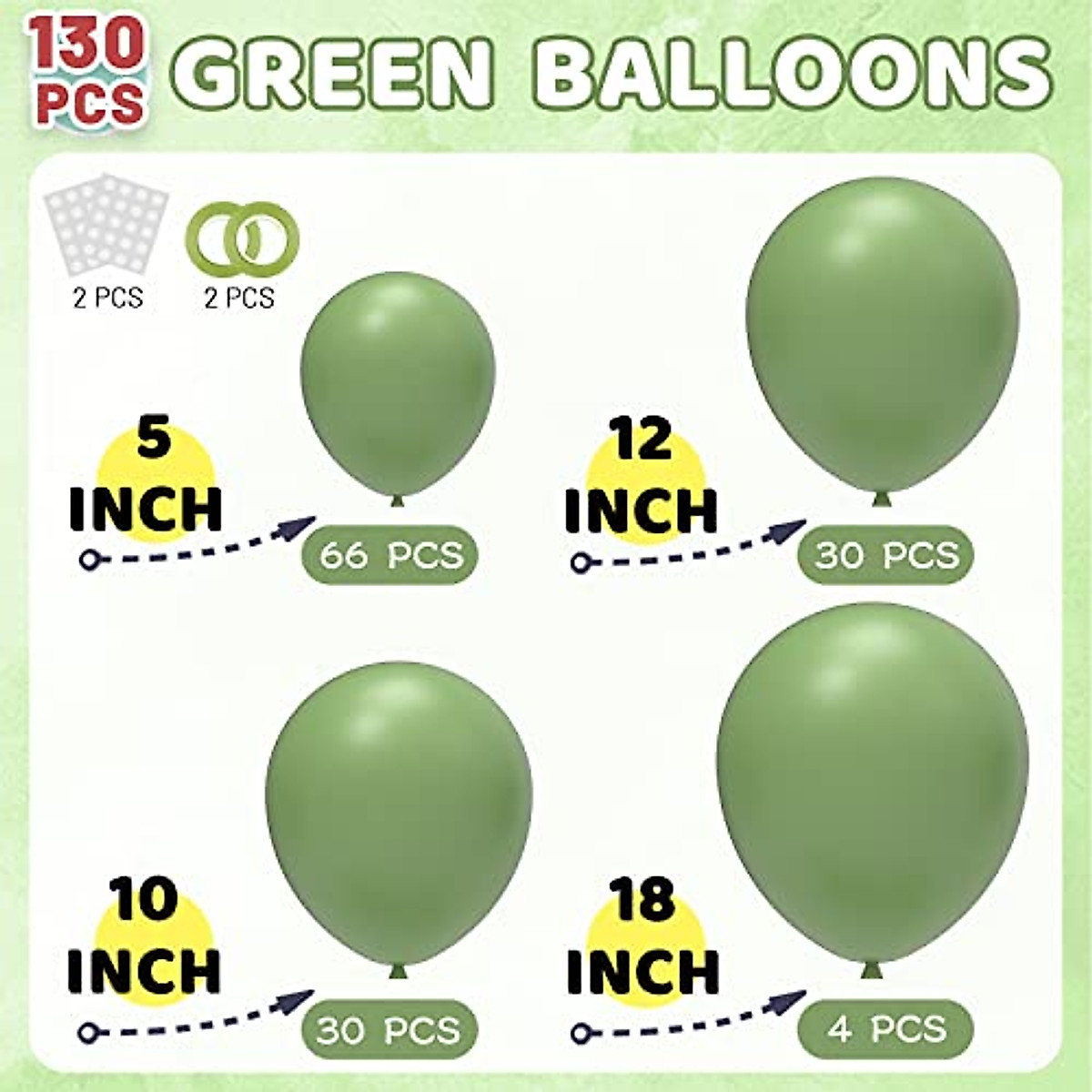 Sharlity 130PCS Sage Green Balloon Garland Arch Kit Olive Green Balloons Different Sizes 18 12 10 5 Inch for Baby Shower Jungle Safari Birthday Party Decorations