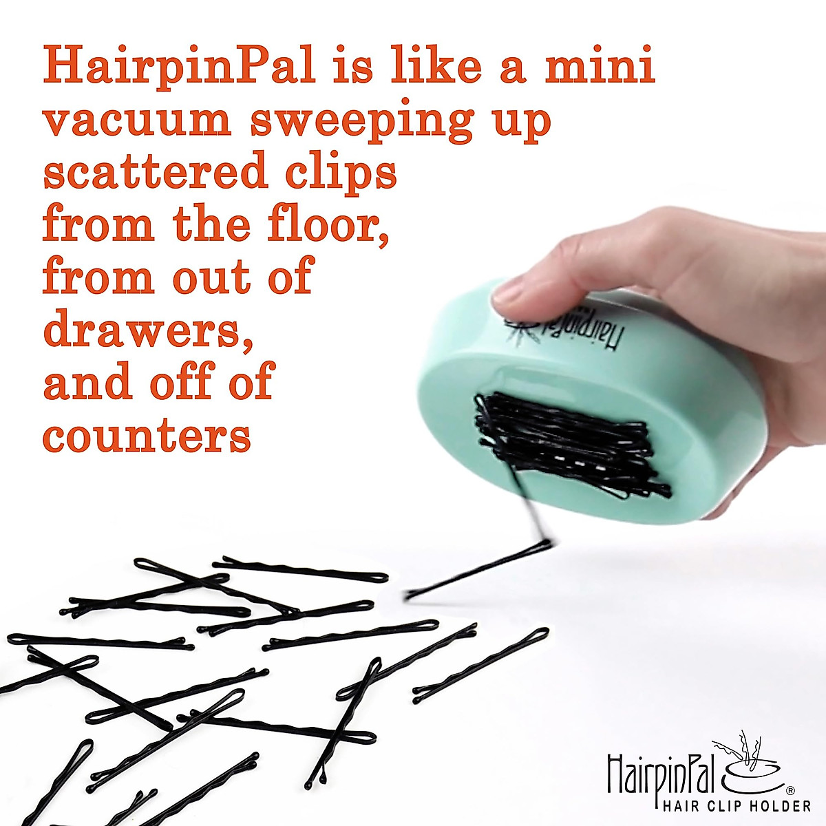 HairpinPal Magnetic Bobby Pin Holder - Easy Hair Clip and Pin Collector - Manage Hair Clips - Barrettes - Bobbi Pins - Keeps Rooms Tidy - Ideal for Travel - Sea Foam Teal - Made in the USA