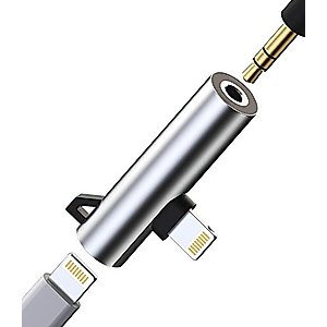 Headphone Adapter Lightning to 3.5mm AUX Audio Jack and Charger Extender Dongle Earphone Headset Splitter Compatible with iPhone 12 Mini 11 pro max xs xr x se2 7 8 Plus for Ipad Air Cable Converter