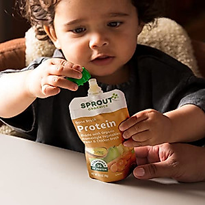 Sprout Organic Baby Food, Stage 2 Pouches, Homestyle Vegetables and Pear with Chicken Broth, 3.5 Oz Purees (Pack of 12)