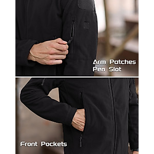 MAGCOMSEN Hoodies for Men Fleece Lined Tactical Jackets Mens Fleece Jackets Work Jacket Mens Jacket Outdoor Black XL