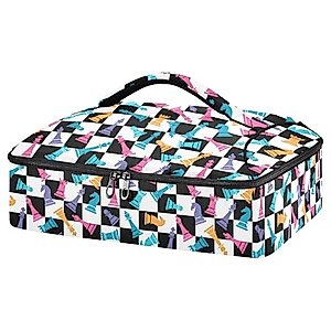 Kcldeci Insulated Thermal Food Carrier Insulated Casserole Carrier for Hot or Cold Food,Chess Pieces Color Print Insulated Tote Bag for Potluck Cookouts Parties Picnic,Lasagna Lugger