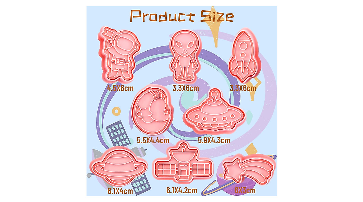 Crethinkaty Space Cookie Cutter Set - 8 Fun Shapes