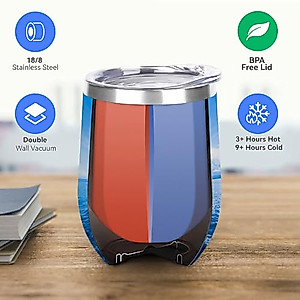 silichee 12 Oz Stainless Steel Stanley Cup with Lid Blue Sea Sky Horizon Insulated Tumblers Vacuum Coffee Mugs for Cold and Hot Drinks,Coffee,Wine