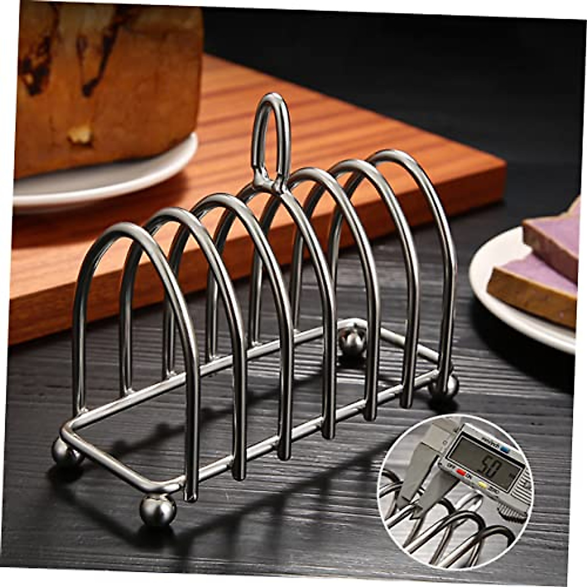 Garneck Sandwich Bread Holder Desktop Stand Household Toast Rack Oven Accessories Tabletop Grill Toast Storage Stand Desktop Toast Stand Kitchen Lid Organizer Silver Stainless Steel