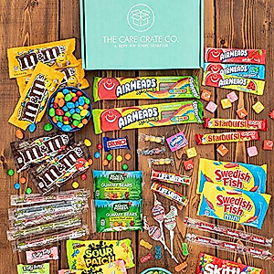 The Care Crate Ultimate Candy Snack Box Care Package ( 40 piece Candy Snacks) Includes 20 Full Size Candies - Starburst, Skittles, Twizzlers & More!
