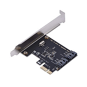 PUSOKEI SATA 3.0 2Port PCIe Controller Card,PCI Express to SATA III 6Gbps with Fixed Brackets,Plug and Play
