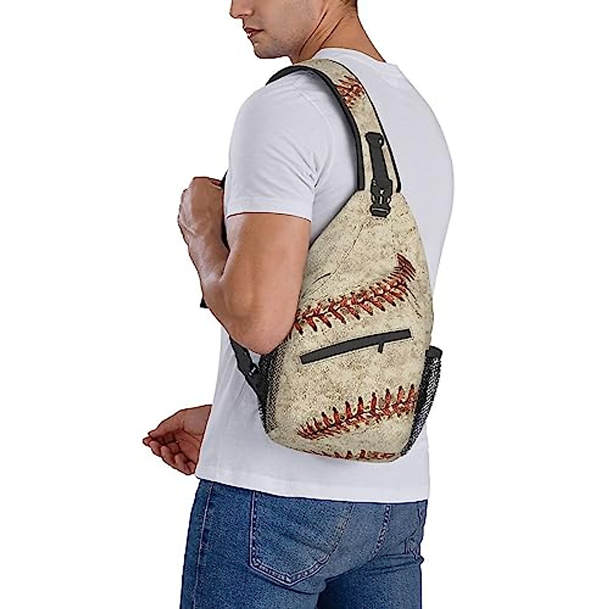 Srucddu Baseball Print Sling Bag For Women, Sling Backpack Crossbody Sling Bags Sling Purses For Women