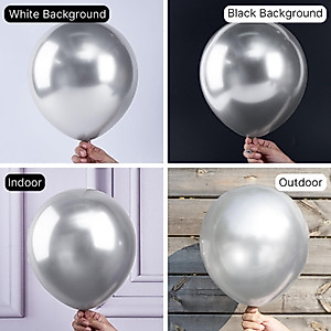 PartyWoo Metallic Silver Balloons, 123 pcs Silver Balloons Different Sizes Pack of 18 12 10 5 Inch Silver Balloon Arch Kit Balloon Garland for Birthday, Graduation, Party Decorations, Silver-G102