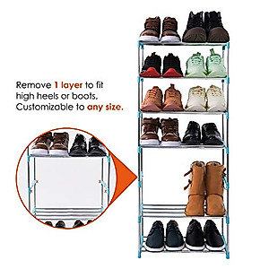 Xerhnan 3-Tier Stackable Small Shoe Rack, Lightweight Shoe Shelf Storage Organizer for Entryway, Hallway and Closet(Blue)