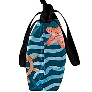 TFCOCFT Purses for Women, Tote Bag, Bags for Women, Womens Handbags, abstract ship starfish blue sea pattern