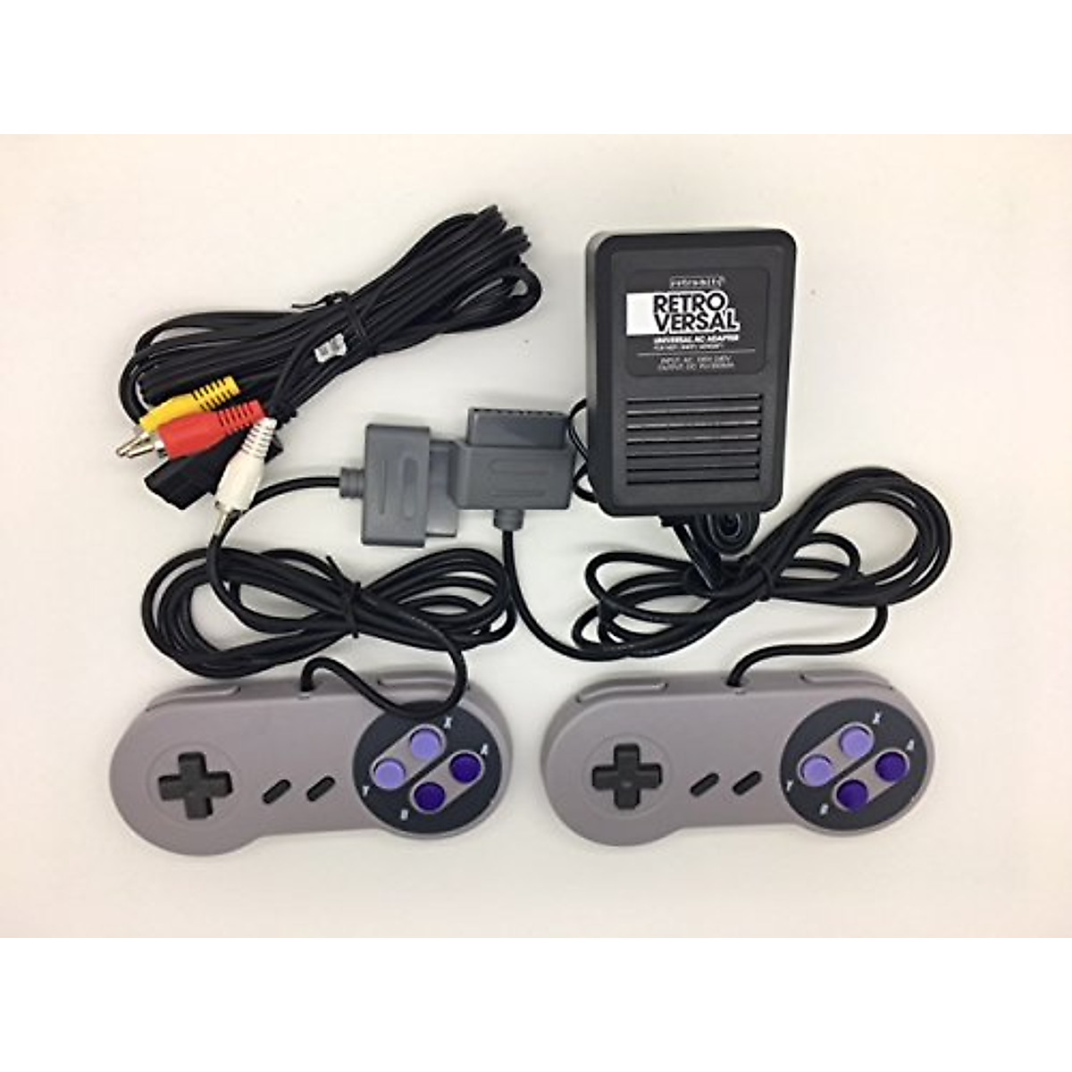 Super Nintendo SNES Controllers, AV Cable and Power Adapter Bundle for the Original Super Nintendo SNES Console System TBGS