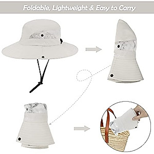 Womens Sun hat Ponytail Hat Outdoor UV Protection Beach Sun Hats Foldable Summer Wide Brim Bucket Hats m