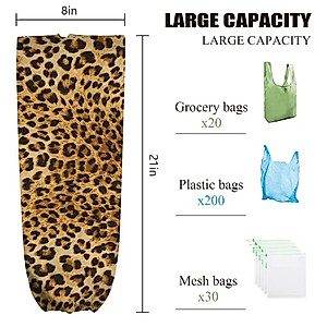 WAWEKMUZ Cute Plastic Bag Holder,Brown Leopard,Grocery Bags Dispenser,Shopping Bag Organizer,Gifts for Kitchen Decor