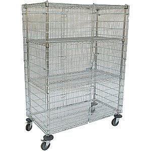 HIGOOD Wire Security Cart with Adjustable Shelves, Heavy Duty Rolling carts,1,000 lb Load Capacity, 52 inx27 inx69 in