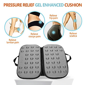 Sojoy 3 in 1 Gel Seat Cushion Portable Massage Travel Cushions with Memory Foam Gray…