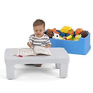 Simplay3 Play Around Toy Box Table – Multipurpose Kids Toy Box and Toddler Play Table for Toys, Art Supplies, Crafts – Durable, Plastic Large Toy Box, Made in USA