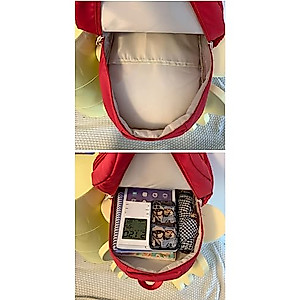 JHTPSLR Preppy Backpack Y2K Aesthetic Backpack Fluffy Stars Patchwork Aesthetic Backpack Cute Y2K Book Bags Backpack Supplies (Red)