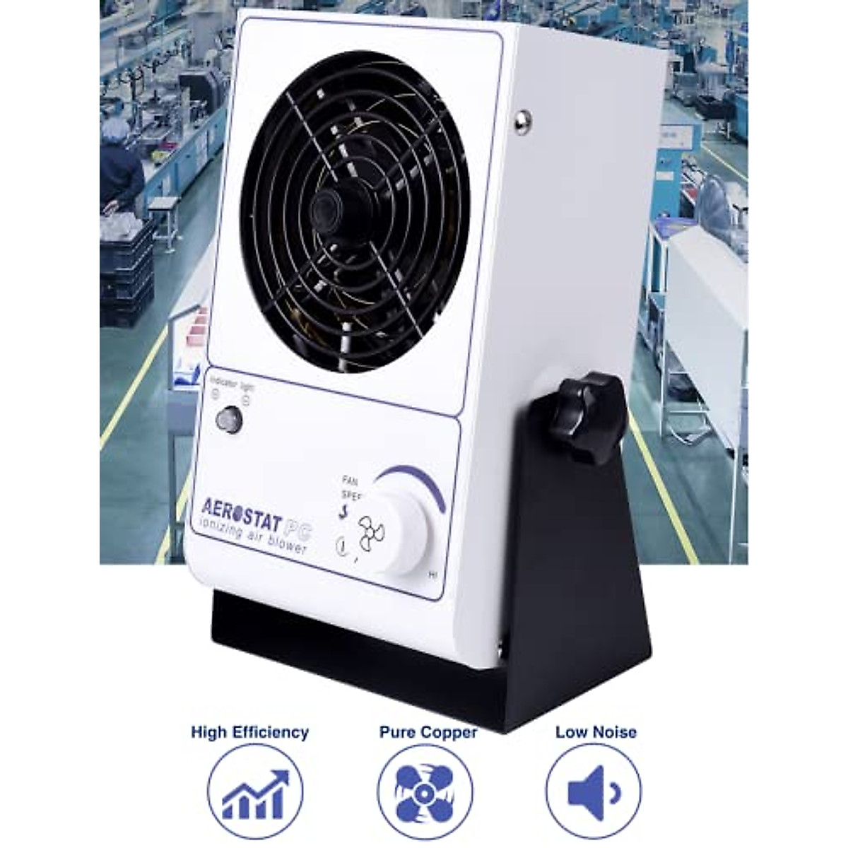 Ionizing Air Blower Fan Ion Anti-Static Elimination Discharge ESD Blower Fan 110V Ionizer Desktop Fan Eliminator