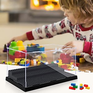 Mlikero 2 Pack Display Case for Minifigures Action Figures Block,Removable Acrylic Minifigure Display Case Box Storage with 3 Movable Steps for Collection Bricks Blocks Toys ,Models Minifigures…