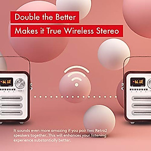 KNZ Retro2 Bluetooth 5.0 Vintage Style Speaker with FM Radio, 10W Speaker, Subwoofer, microSD and USB Streaming, Remote Control, Compatible with True Wireless Stereo
