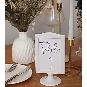 Litpoetic Double Sided Standing Picture Frames, 4x6 Picture Frame Bulk, Two Sided Plastic White Picture Holder Stand for Table Numbers, Wedding,Display (White, 20 Pack)
