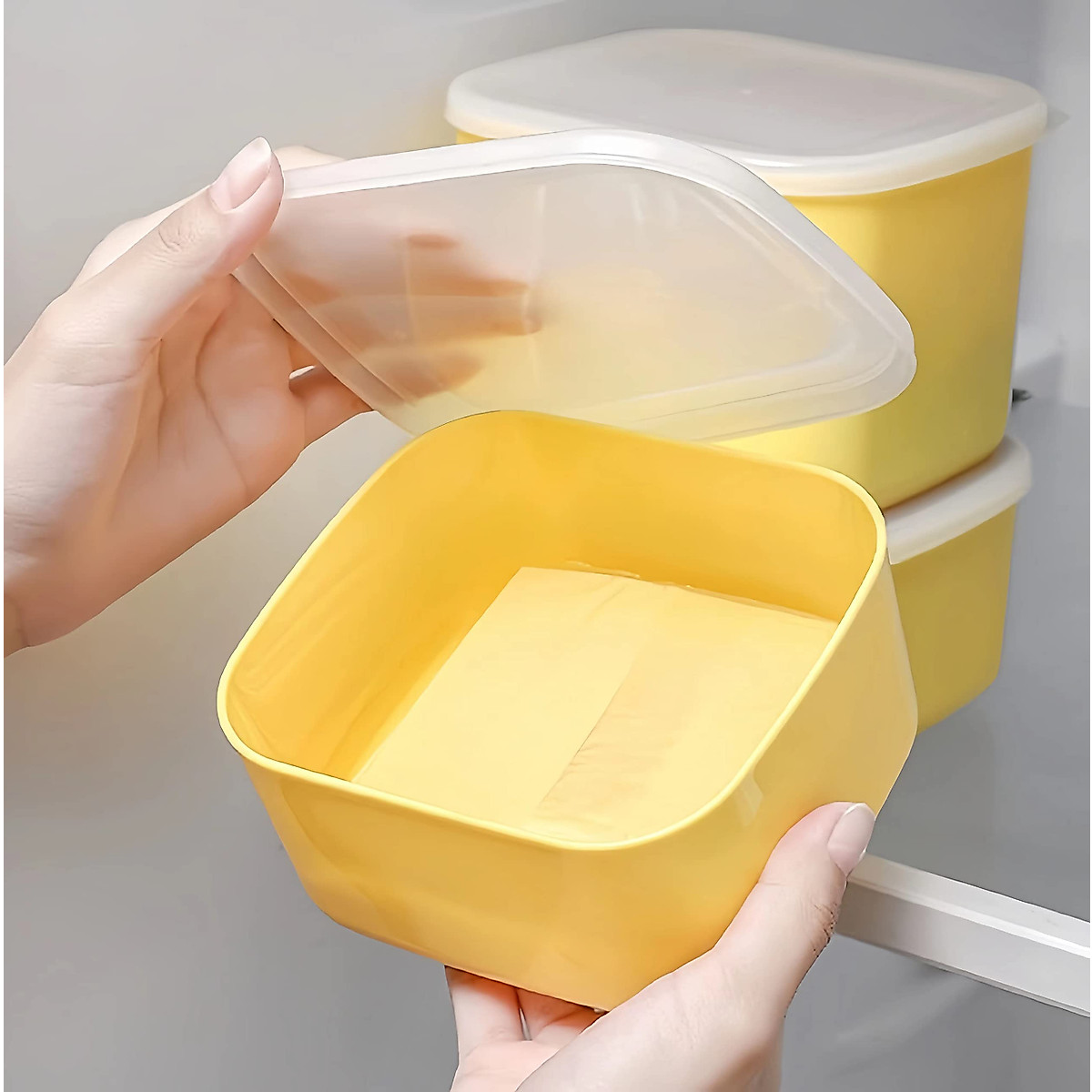 wulikanhua 2 Pack-Cold Dish Storage Container, Deli Meat Container Cold Cuts Fridge Keeper, Cheese Food Storage Container with Lid for Refrigerator, Shallow Low Profile Christmas Cookie Holder
