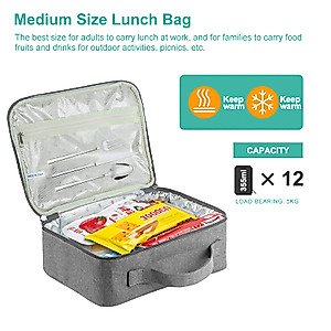 kissleaf Lunch Box for Men Women Insulated Lunch Bag Reusable Lunch Box for Office Work School Leakproof Freezable Cooler Lunch Box for Kids Lunch Bag for Adults