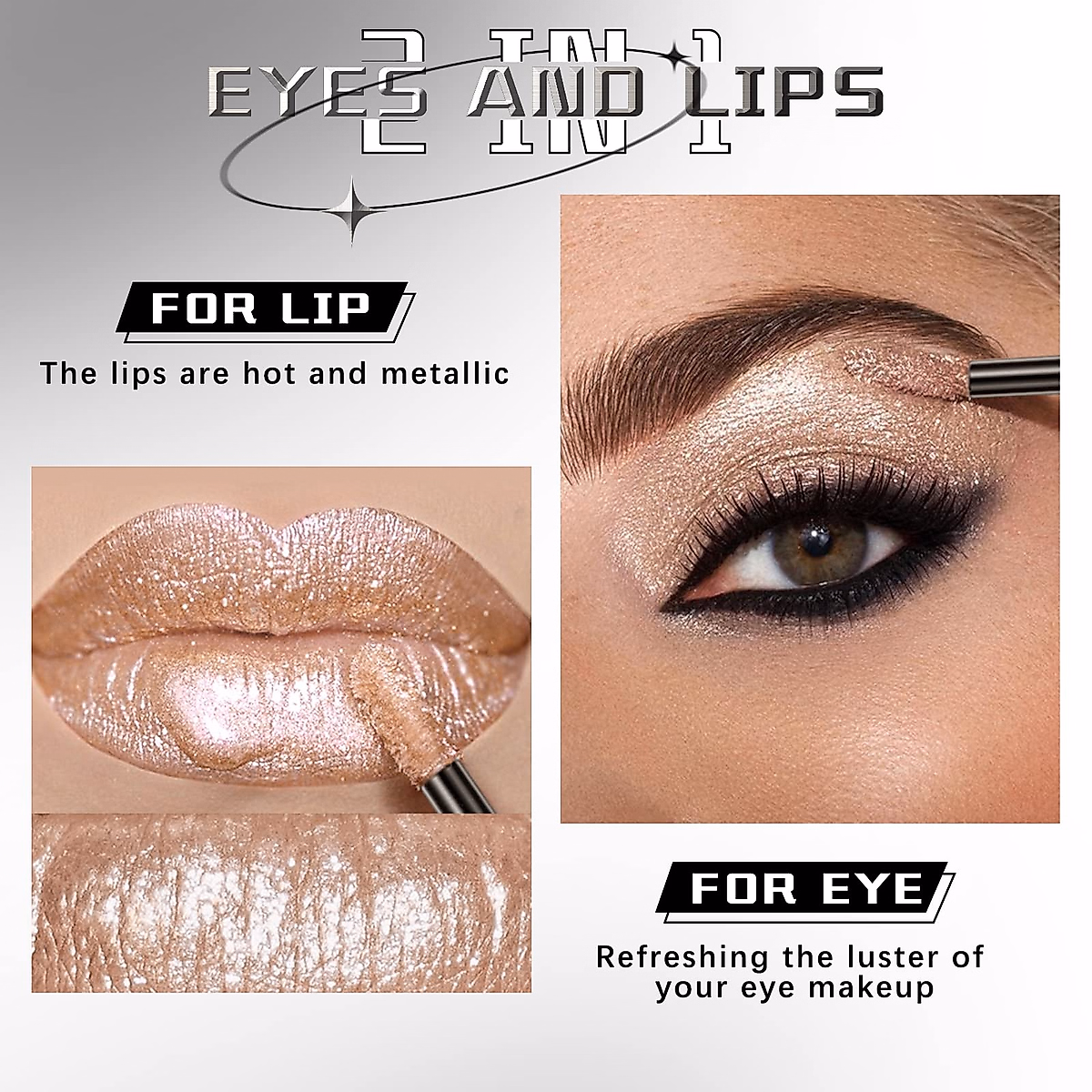 NewBang 3 Colors Metallic All Glitter Liquid Lipstick Set Chameleon Lip Gloss Tint Stain Waterproof Diamond Shimmer Shinning Sparkly Face Eye Glow Moisturizing High Glow Christmas Party Makeup Gift