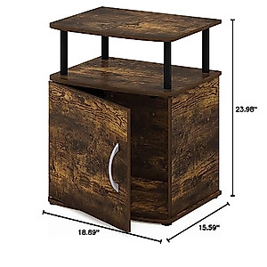 Furinno Jaya End Side Sofa Table/Nightstand with Door, Amber Pine/Black