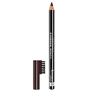 Rimmel London Brow This Way Professional Eyebrow Pencil, Long-Wearing, Highly-Pigmented, Built-In Brush, 001, Dark Brown, 0.05oz