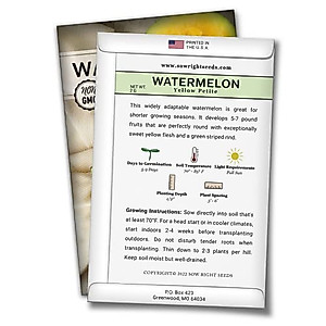Sow Right Seeds - Tri-Color Watermelon Seed Collection for Planting - Red Jubilee, Yellow Petite and Orange Tendersweet Watermelons. Non-GMO Heirloom Seeds to Plant a Home Vegetable Garden
