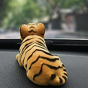ihreesy Car Dashboard Decoration,Shaking Head Tiger Ornament Bobble Head Car Ornament Cute Car Dash Ornament Decoration for Car Vehicle Home,White
