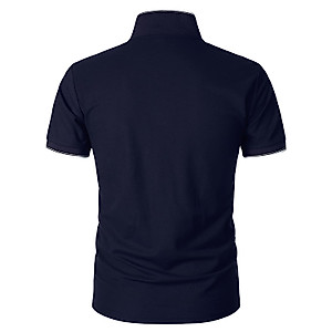 HOOD CREW Man’s Polo Shirt Casual Basic Designed V-Neck Tee Shirts Navy L