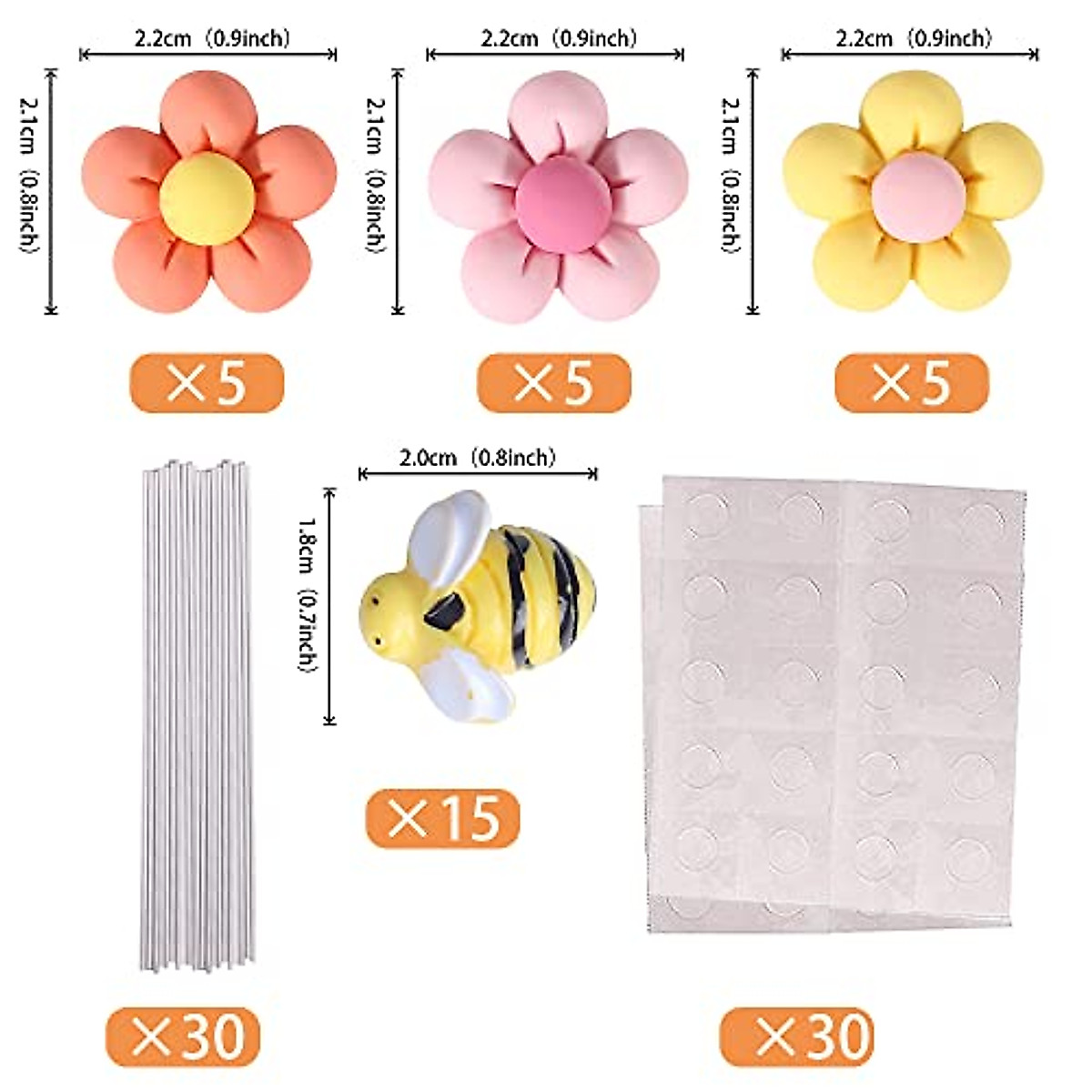 30 PCS Bumble Bee Cupcake Toppers Resin Little Figurine Bee Oh Babee Sunflower Cupcake Picks for Bee Theme Baby Shower Kids Boys Girls Birthday Party Cake Decorations Supplies