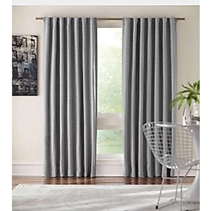 Home Decorators Collection 84 in. L Gray Polyester Back Tab Curtain