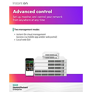 HPE Networking Instant On Switch Series 1930 48-Port Gb Smart-Managed Layer 2+ Ethernet Switch | 48x 1G | 4X SFP+ | US Cord (JL685A#ABA)