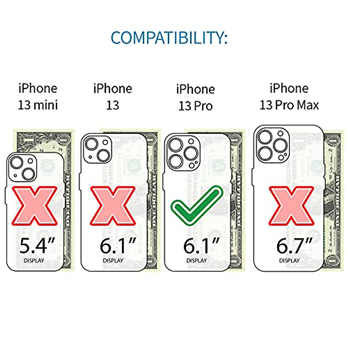 Dockem Wallet Case for iPhone 13 Pro with Built-in Metal Plate for Magnetic Mounting & 2 Credit Card Holder Pockets: Exec M2, Premium Synthetic Leather (6.1" iPhone 13 Pro, Navy Blue)