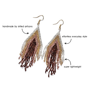 INK + ALLOY Women's Luxe Stripe Fringe Earrings Handmade Jewelry for the Modern Bohemian (Mixed Metallic)