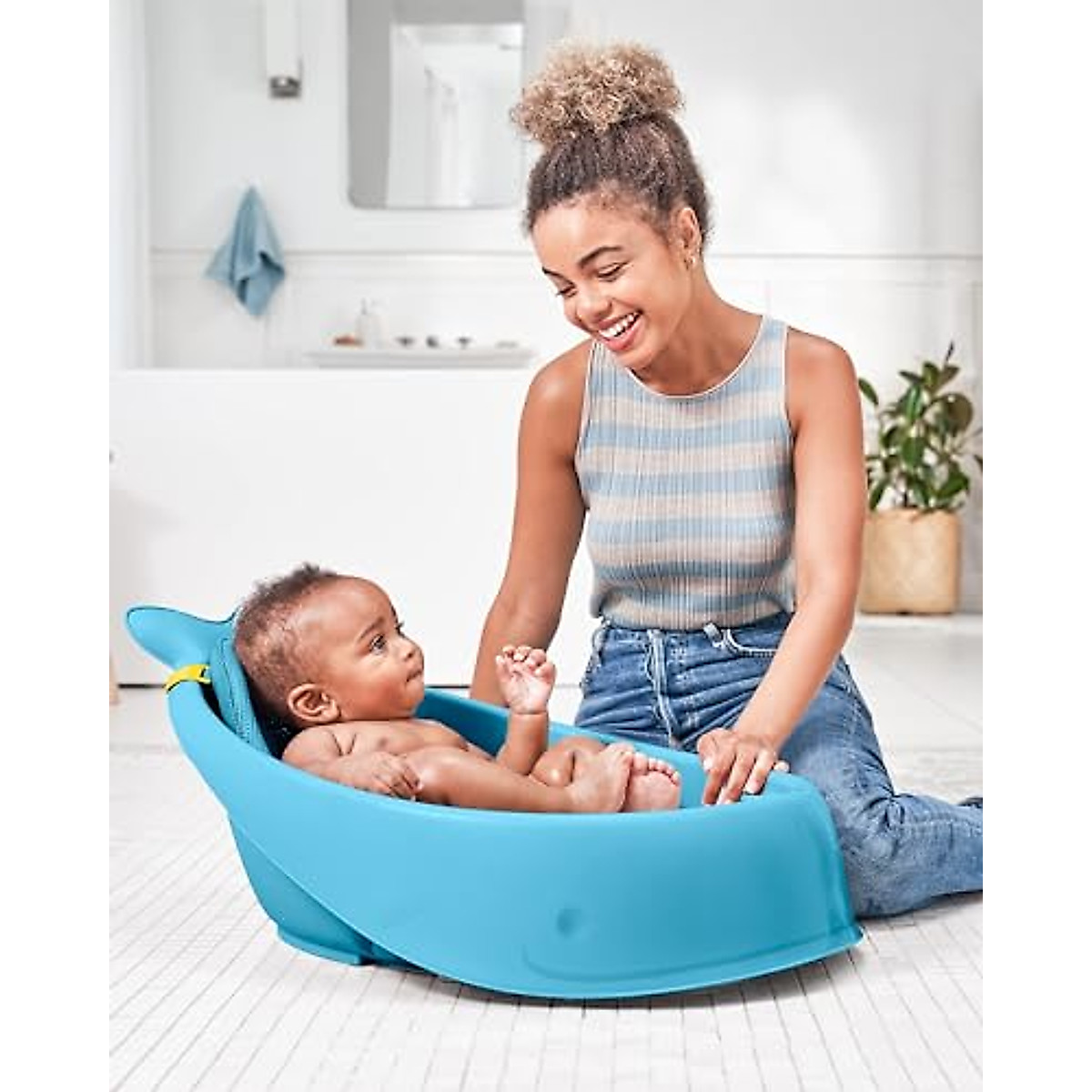 Skip Hop Infant Bath Tub 3-Stage Grow With Baby Smart Sling MOBY Bathtub Blue Age 0+